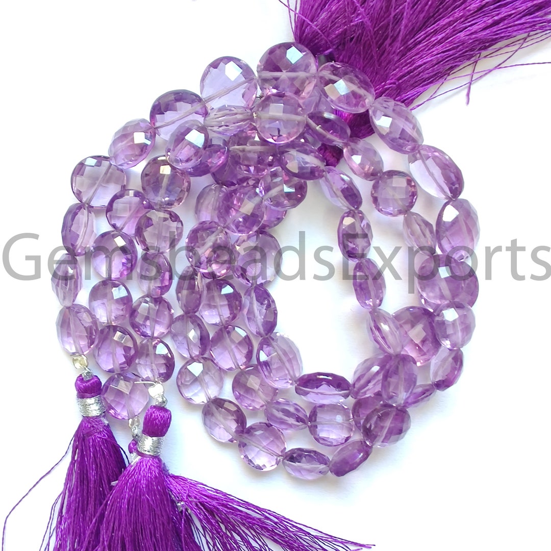 Amethyst Coin Cut Beads Natural Amethyst Gems Beads AAA Beautiful ...