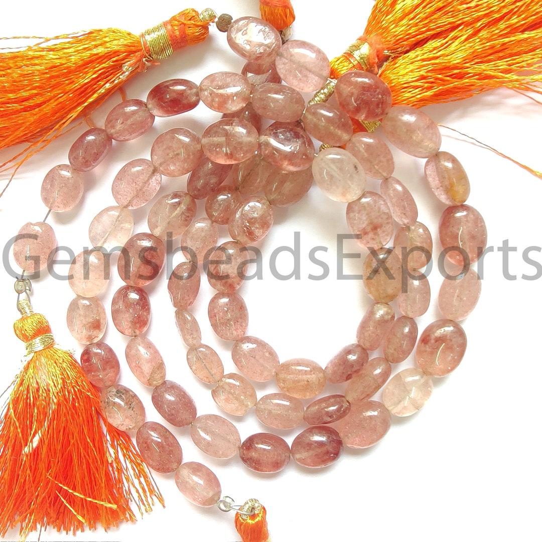 Strawberry Oval Shape Beads, Natural Red Strawberry Stone, AAA ...