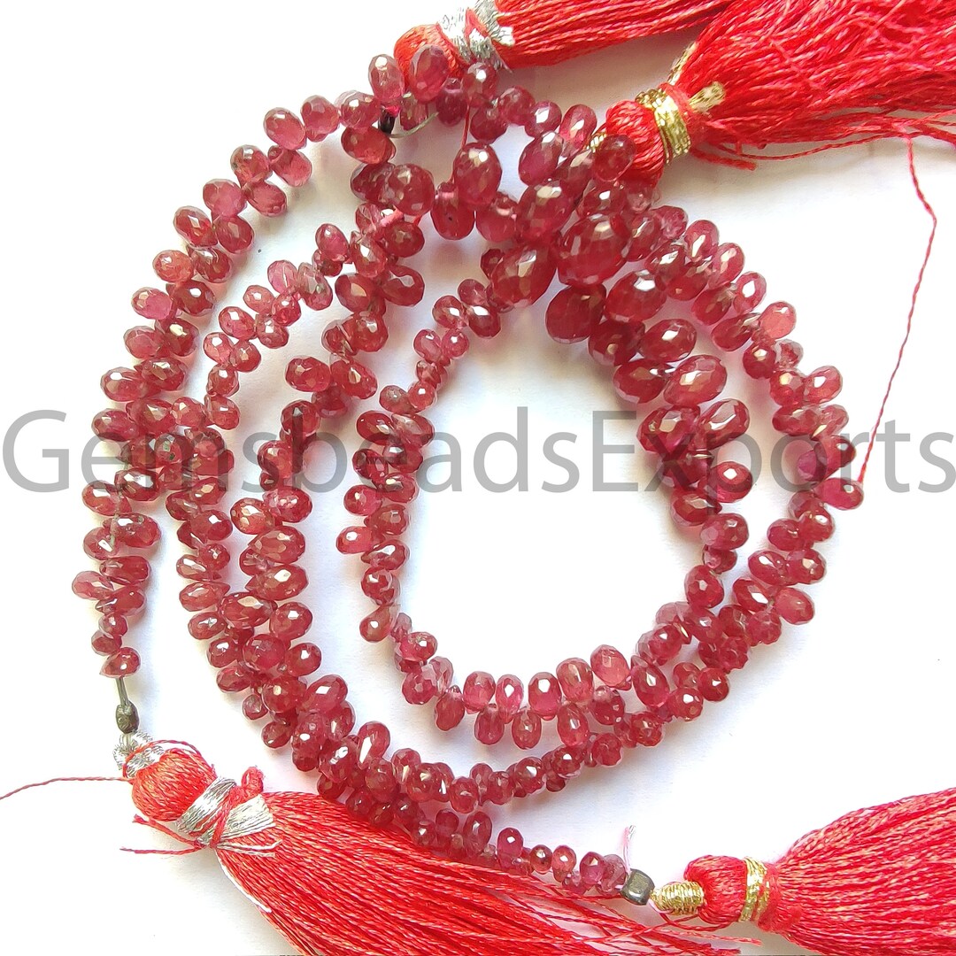 Natural Glass Filled Ruby Faceted Drop Shape Gemstone Beads Briolette ...