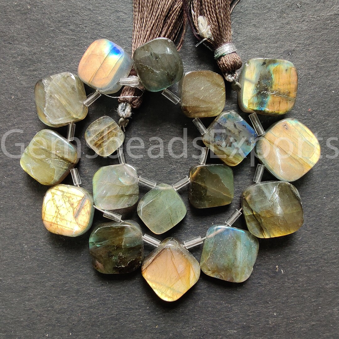 Smooth & Plain Square Stone, Multi Flash Labradorite Square Shape Stone ...