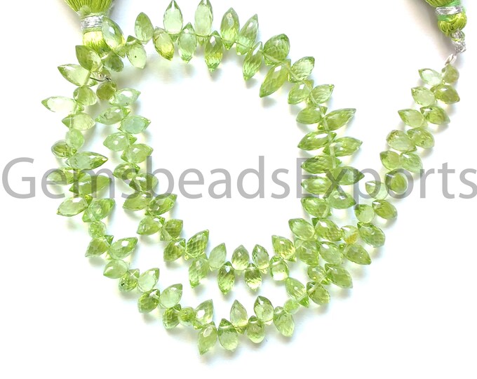 Peridot Faceted Marqquise Shape Beads | Briolette Faceted Marquise Cut ...