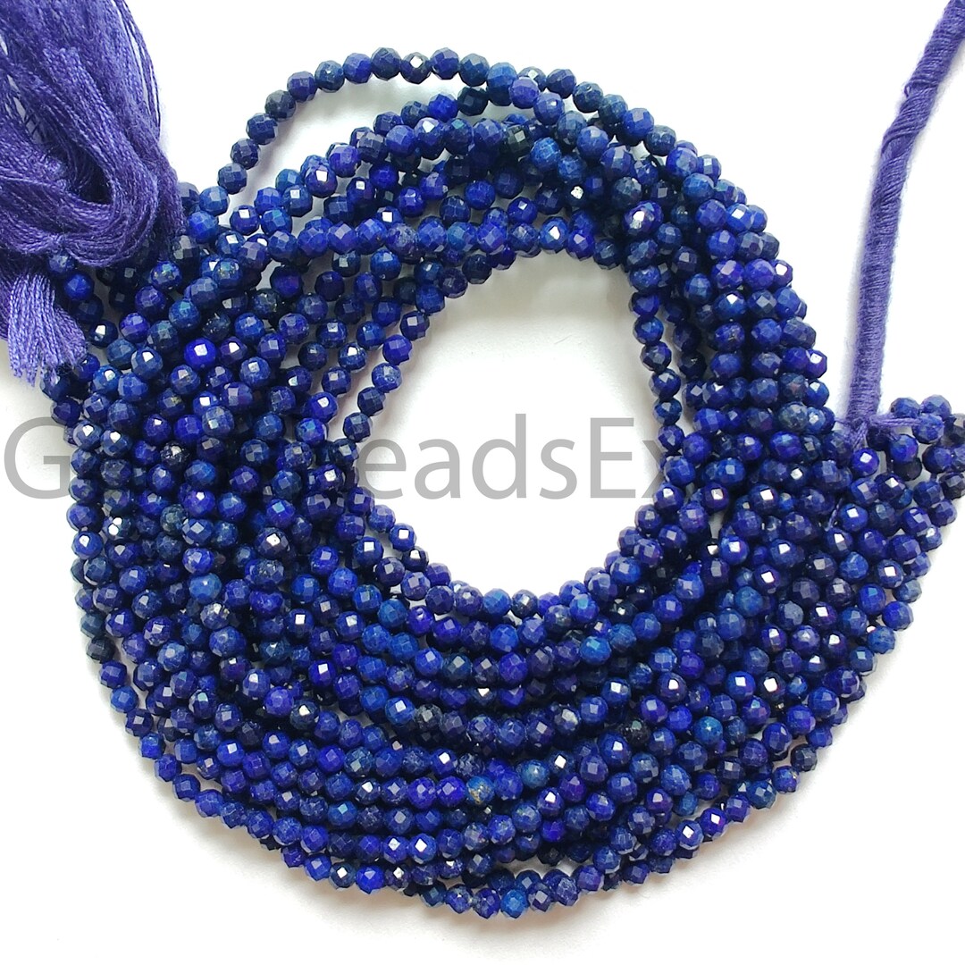 Natural Lapis Lazuli Faceted Round Shape Beads Round Shape Lapis Beads ...