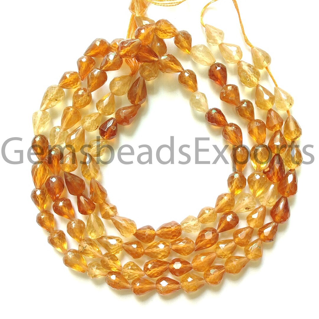Hessonite Faceted Drop Shape Beads Briolette Faceted Drop Shape Beads ...