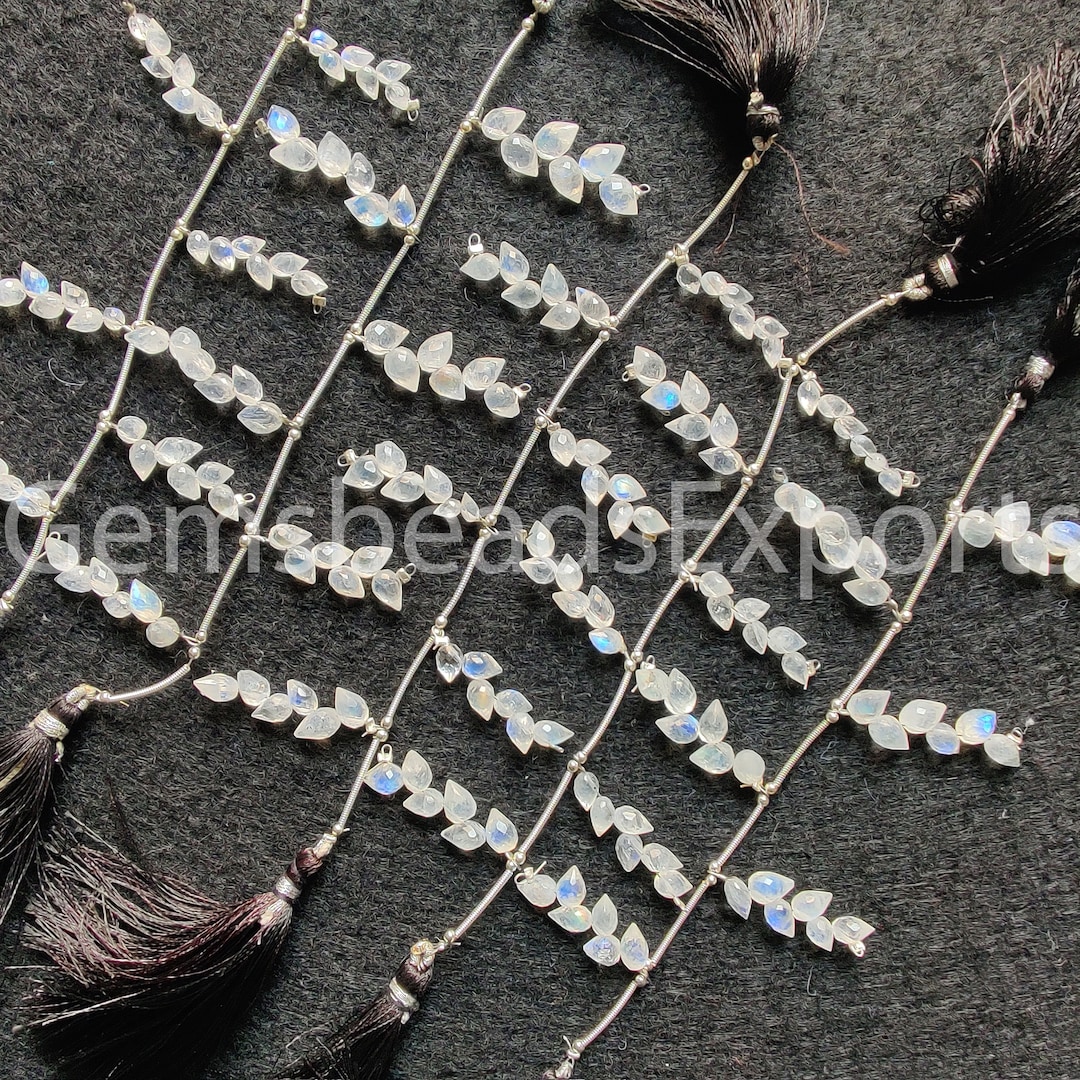 36 Pcs, Blue Fire Rainbow Faceted Drop Leaf Shape Beads, Natural ...