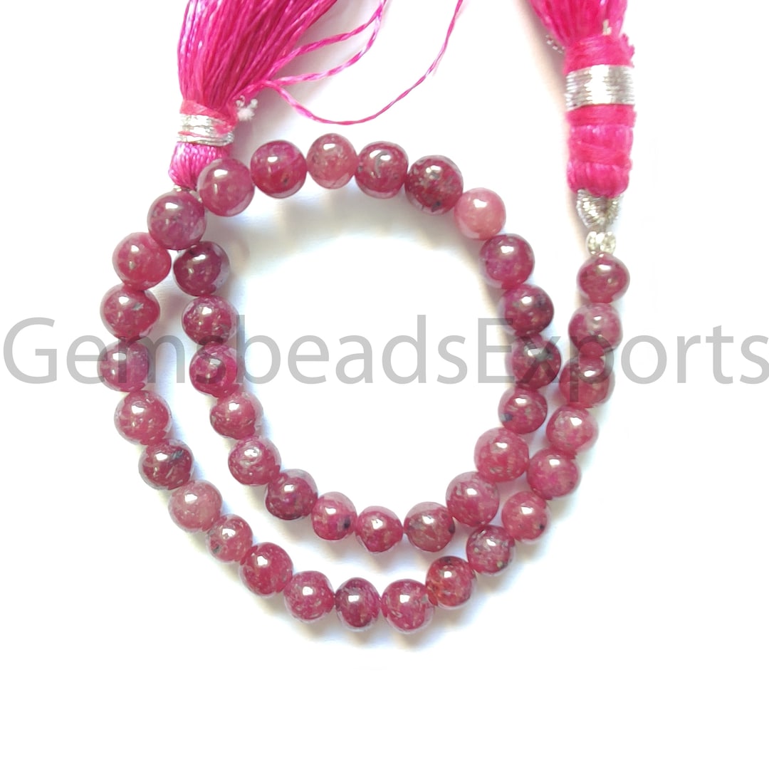 40 Pcs, Ruby Plain And Smooth Beads, Round Shape Ruby Natural Ruby ...
