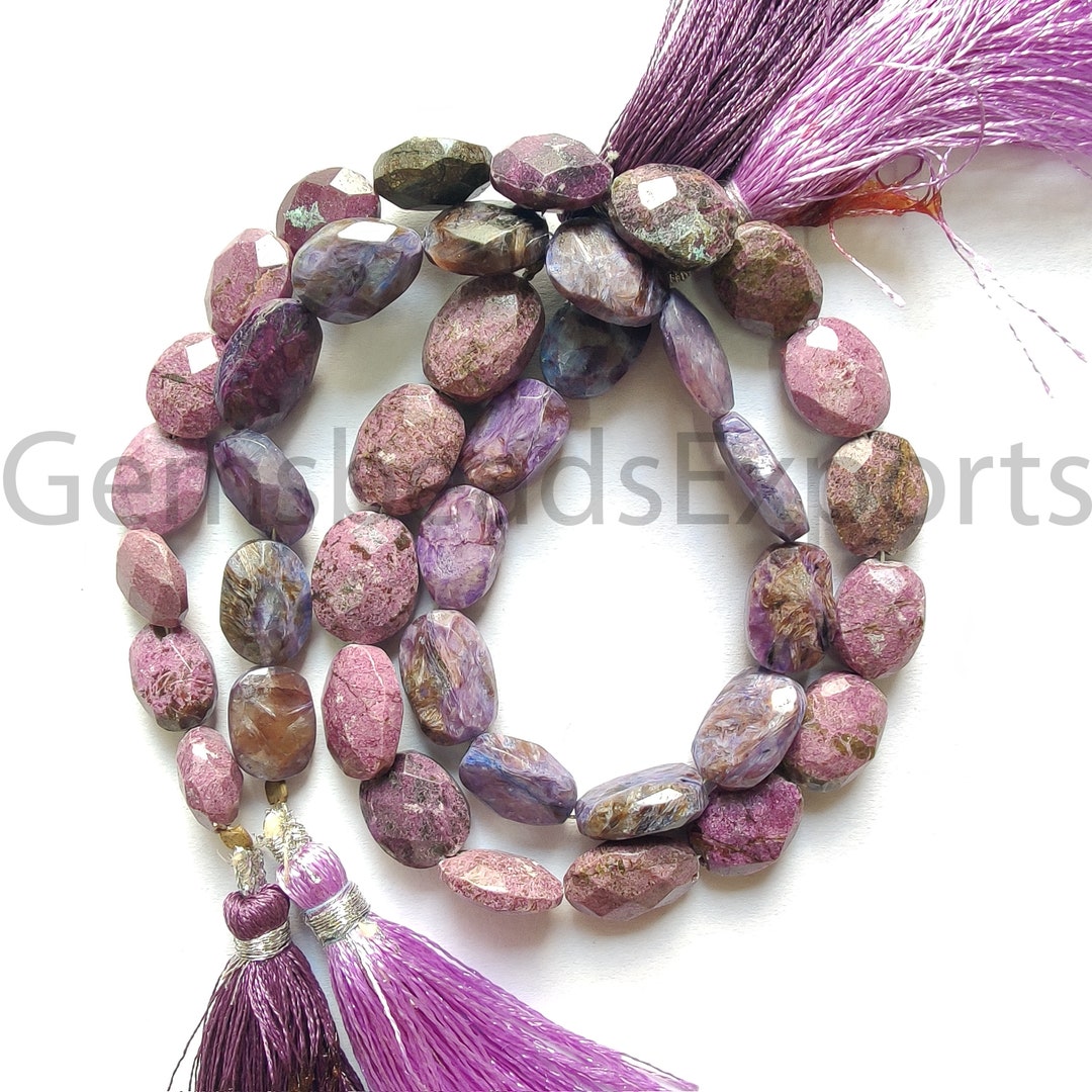 Briolette Faceted Oval Stone Stone, Charolite Oval Cut Beads, AAA ...