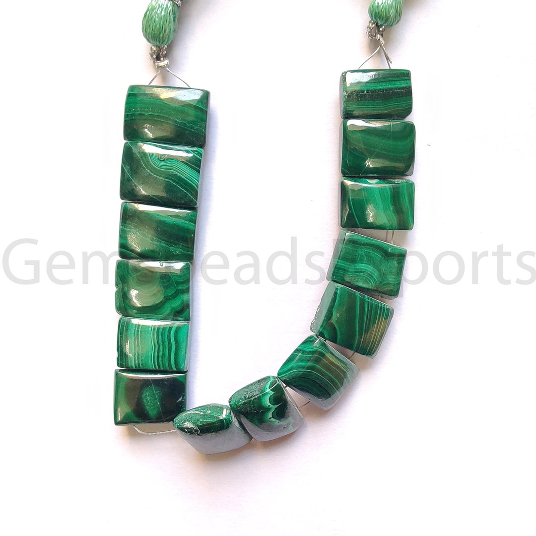 Malachite Rectangle Cut Beads, AAA+ Beautiful Green Malachite Beads ...