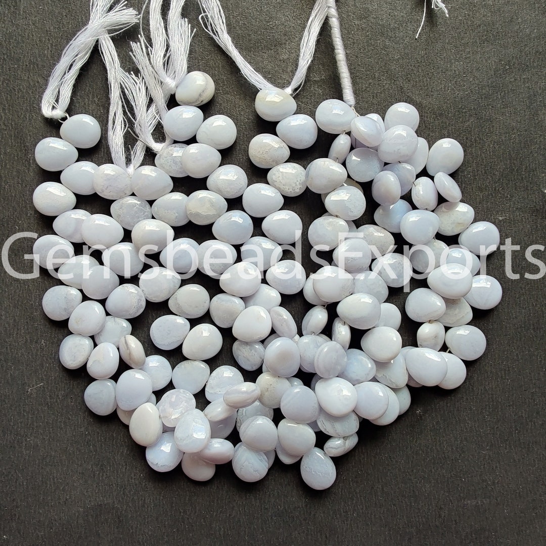 28 Pcs Natural Opal Gems Beads Blue Peruvian Opal Plain Pear Shape ...