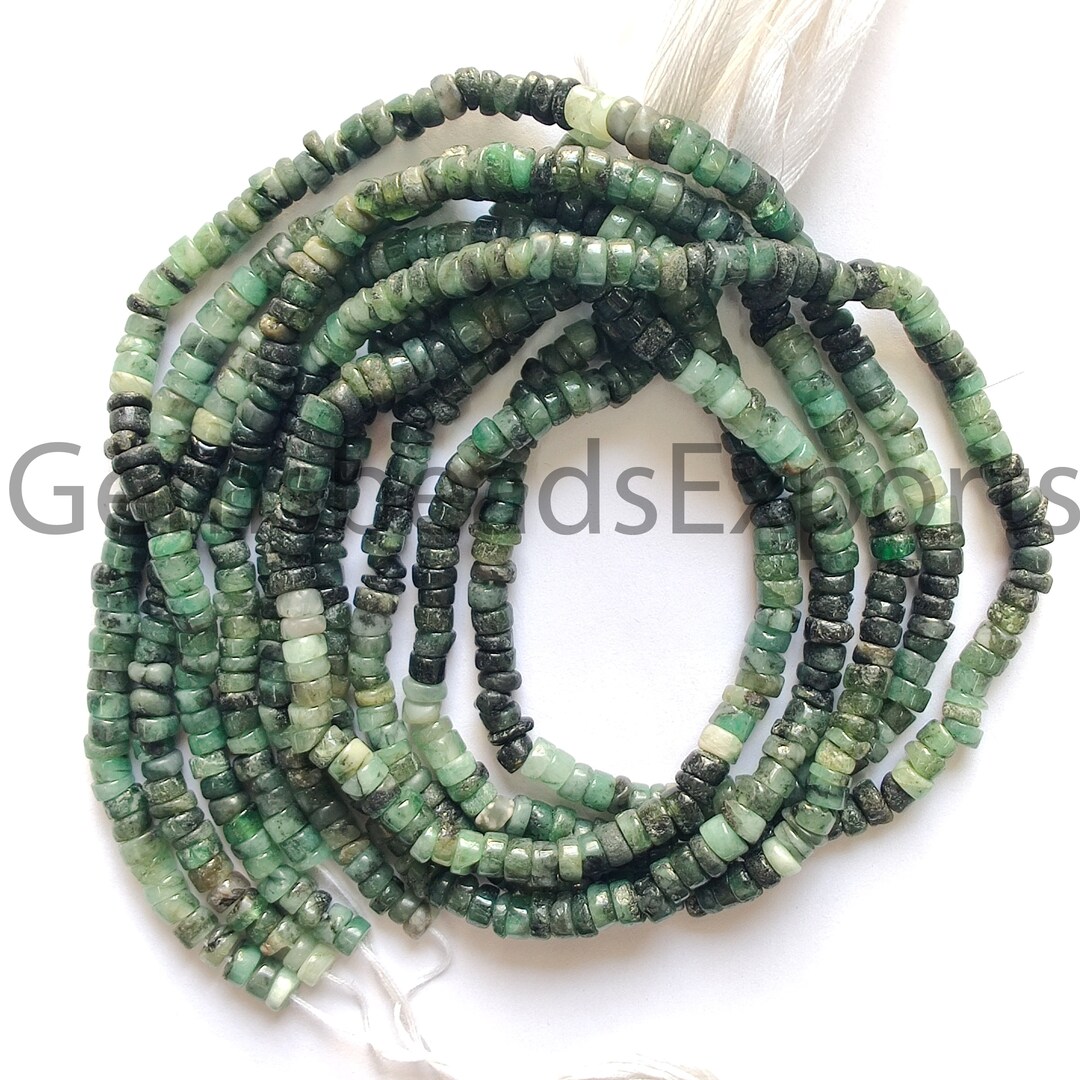 Natural Multi Shaded Emerald Gems, Emerald Tyre Shape Beads, AAA ...