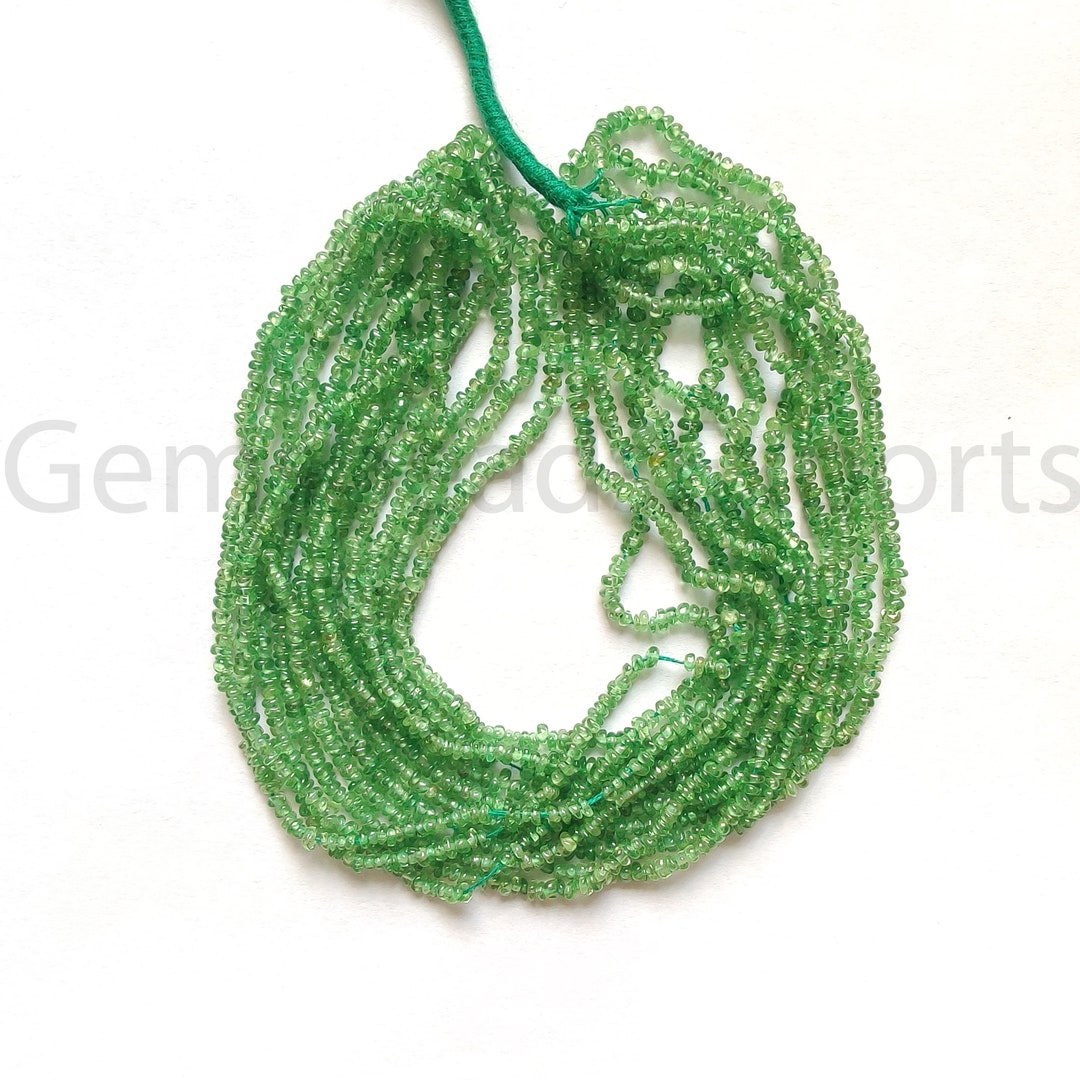Smooth Plain Rondelle Cut Beads, Tsavorite Rondelle Shape Gems, AAA+ ...