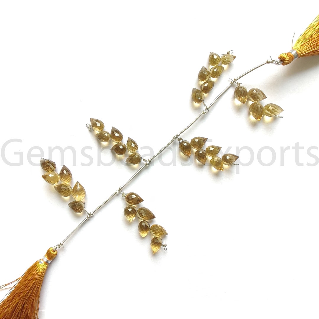 Whisky Quartz Faceted Drop Leaf Shape Beads, Natural Faceted Quartz ...