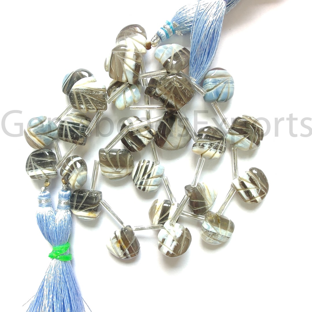Plain & Carving Heart Shape Beads, Natural Boulder Opal Stone, AAA ...