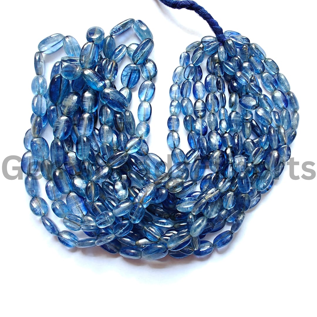 Smooth & Plain Oval Shape Beads, Natural Blue Kyanite Gems Rock, AAA ...
