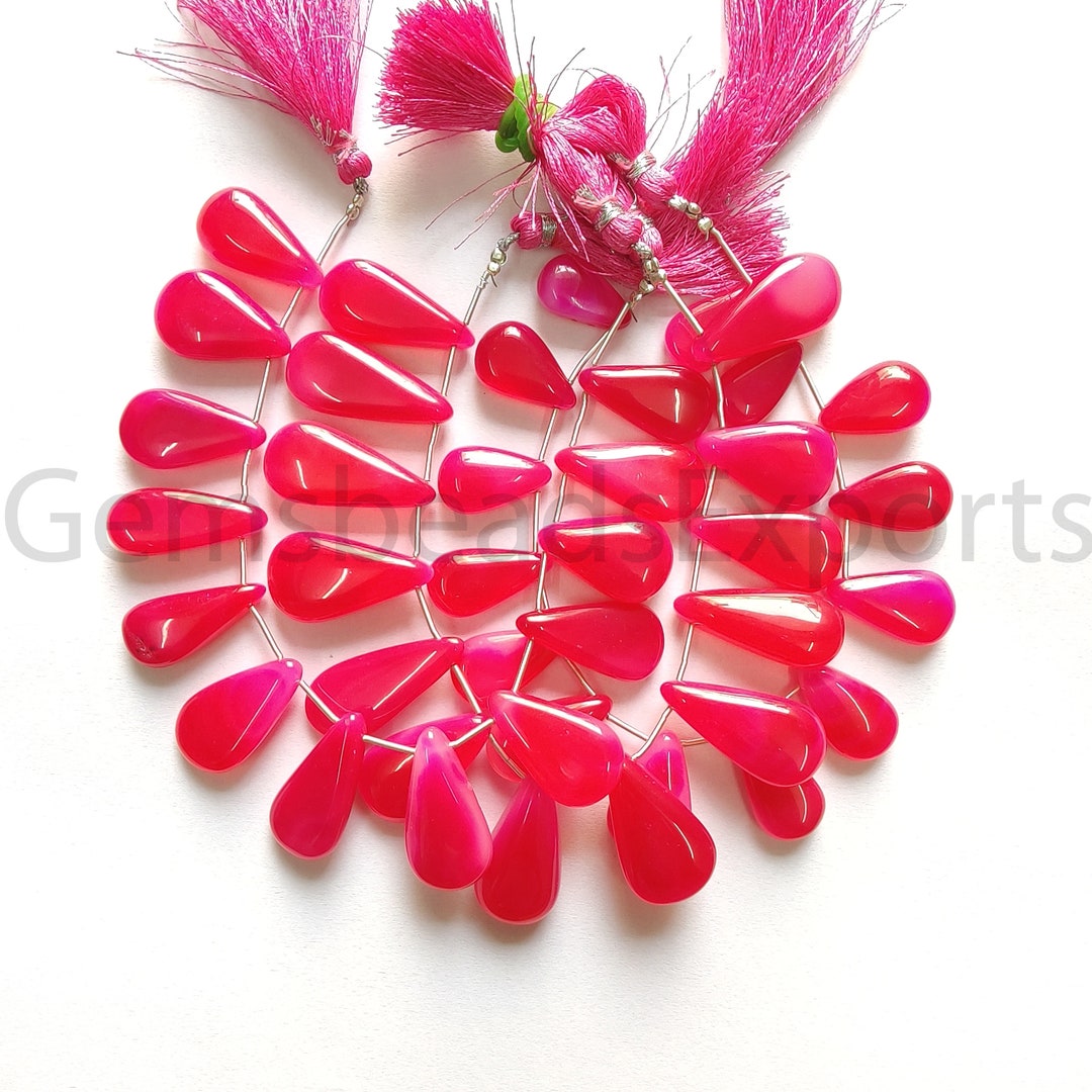 Pink Chalcedony Plain Pear Shape Beads Smooth Pink Chalcedony AAA ...