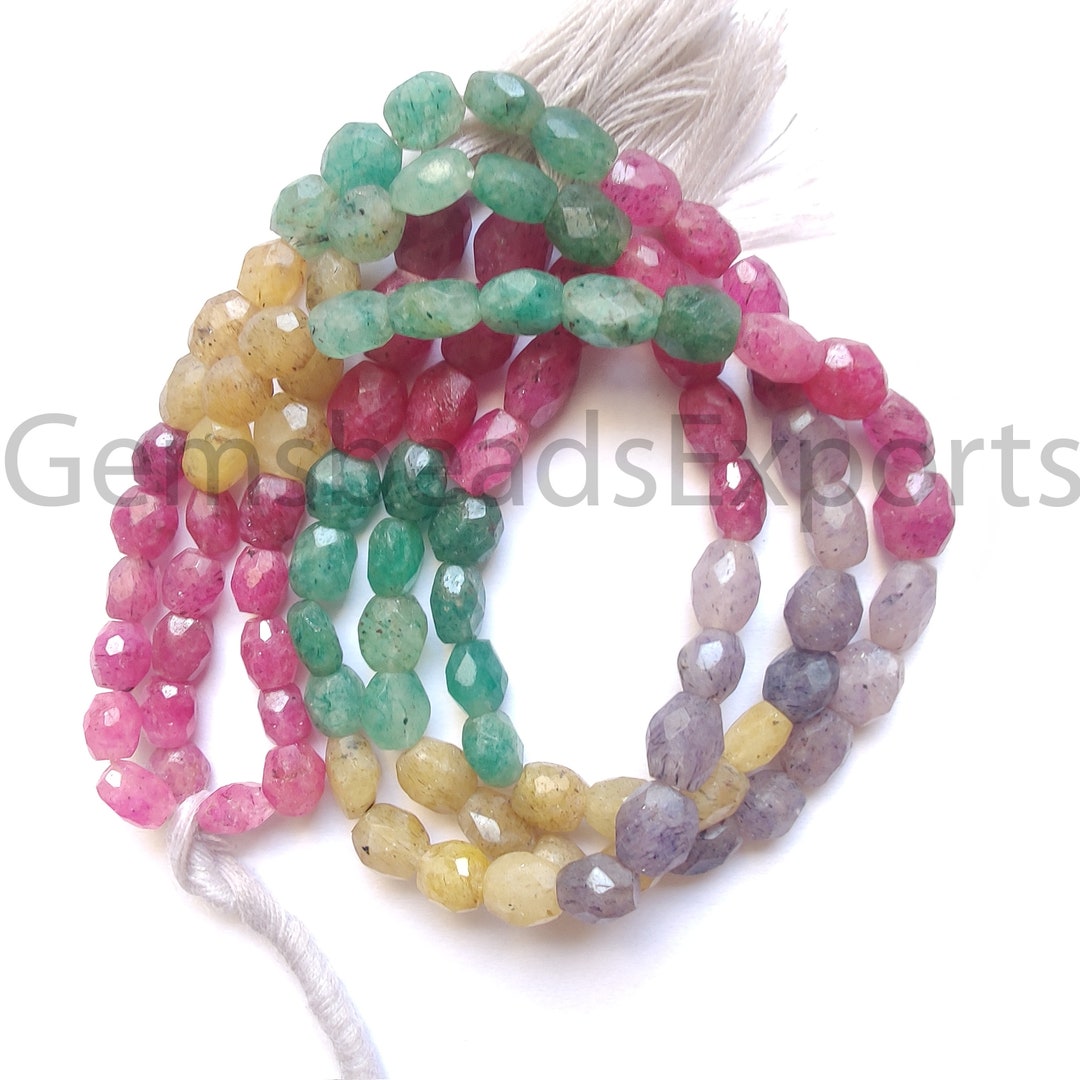 Natural Multi Sapphire Stone Faceted Oval Shape Beads AAA Multi ...