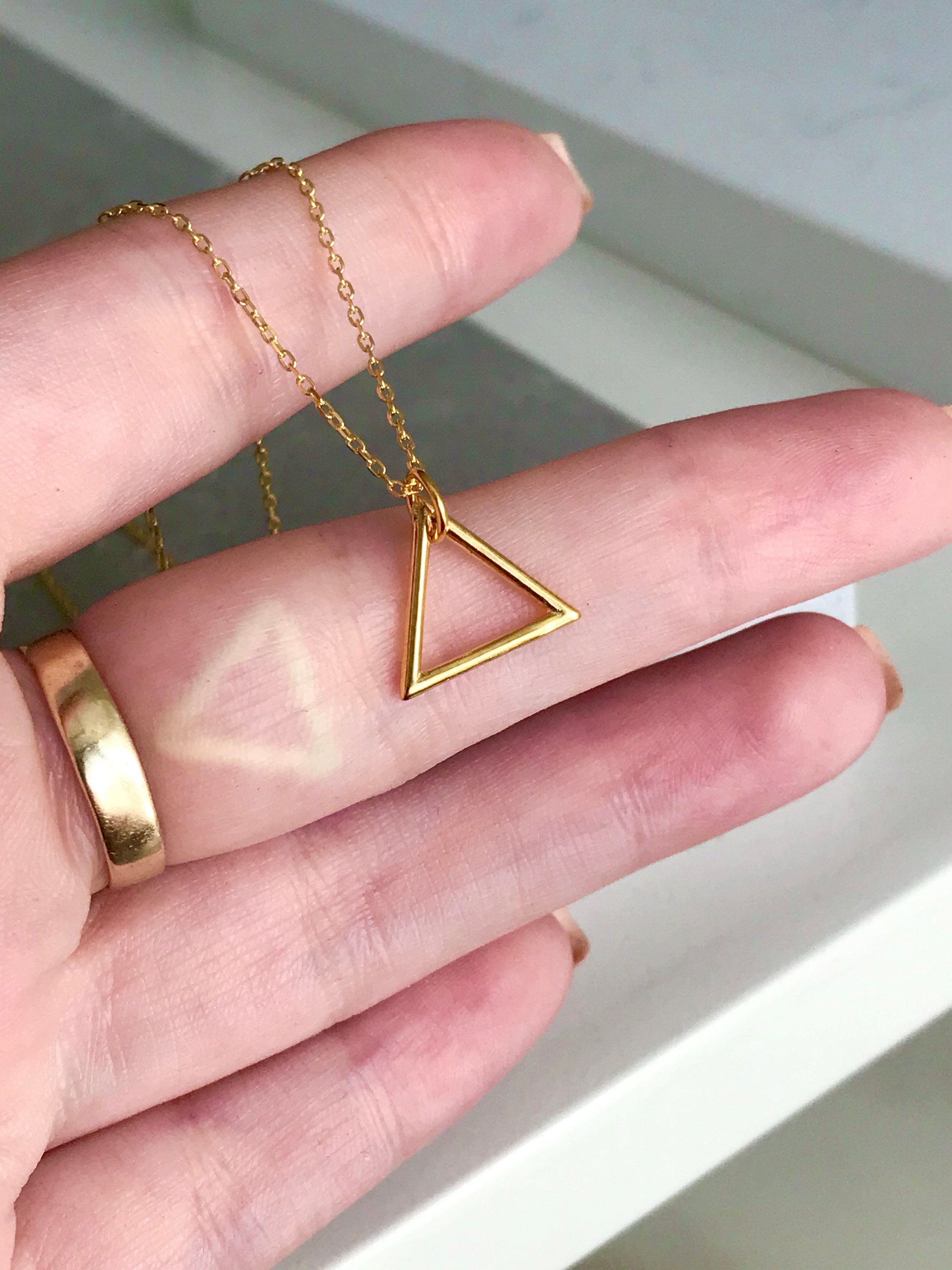 Alchemy Fire Symbol Necklace, Fire Element Triangle Necklace, 18k Gold ...