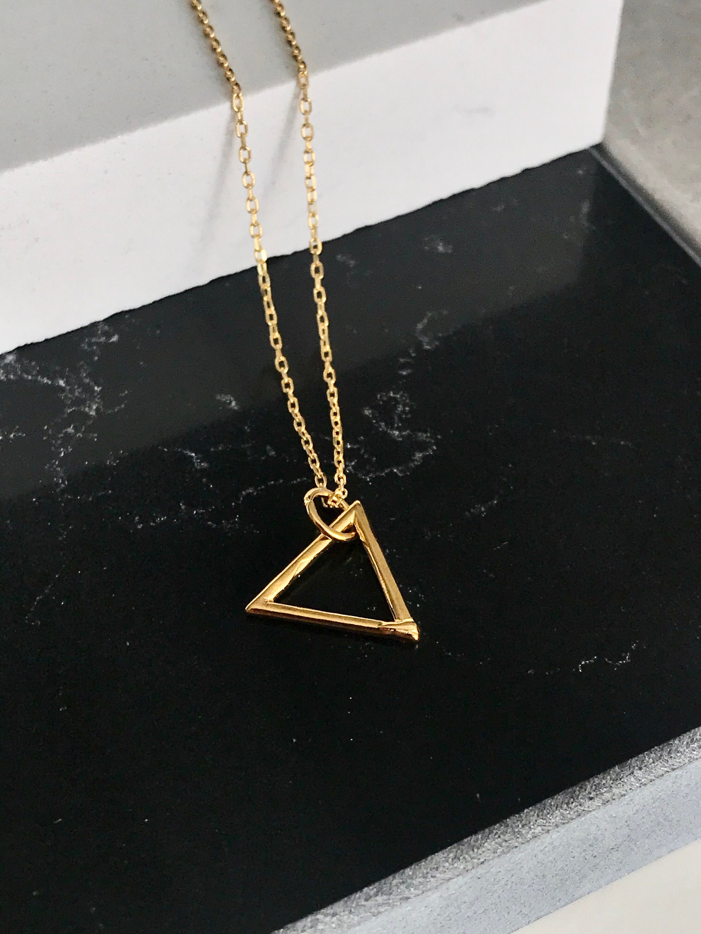 Alchemy Fire Symbol Necklace, Fire Element Triangle Necklace, 18k Gold ...