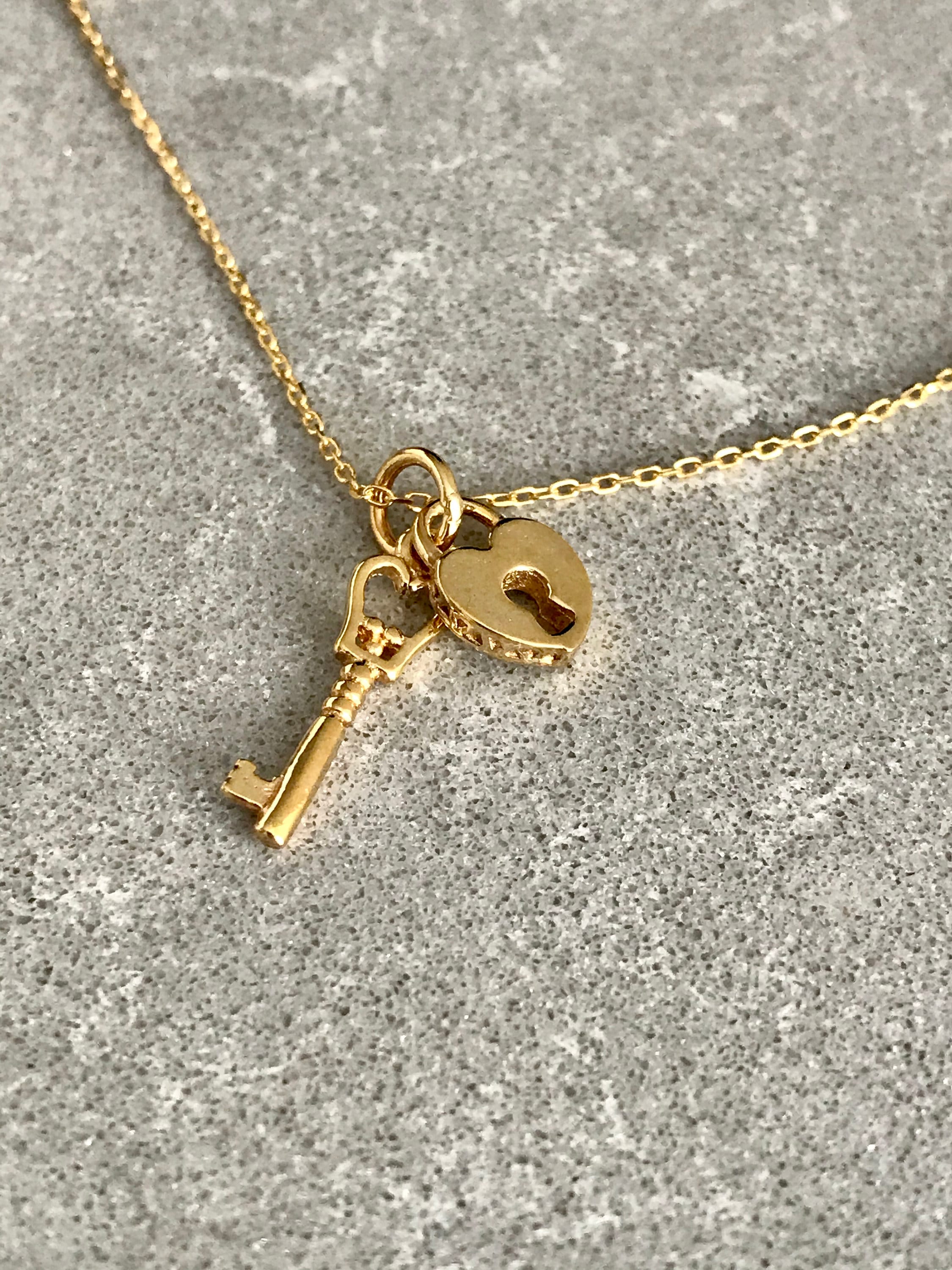 Key to My Heart Lock and Key Necklace, 18k Gold Plated Sterling Silver ...