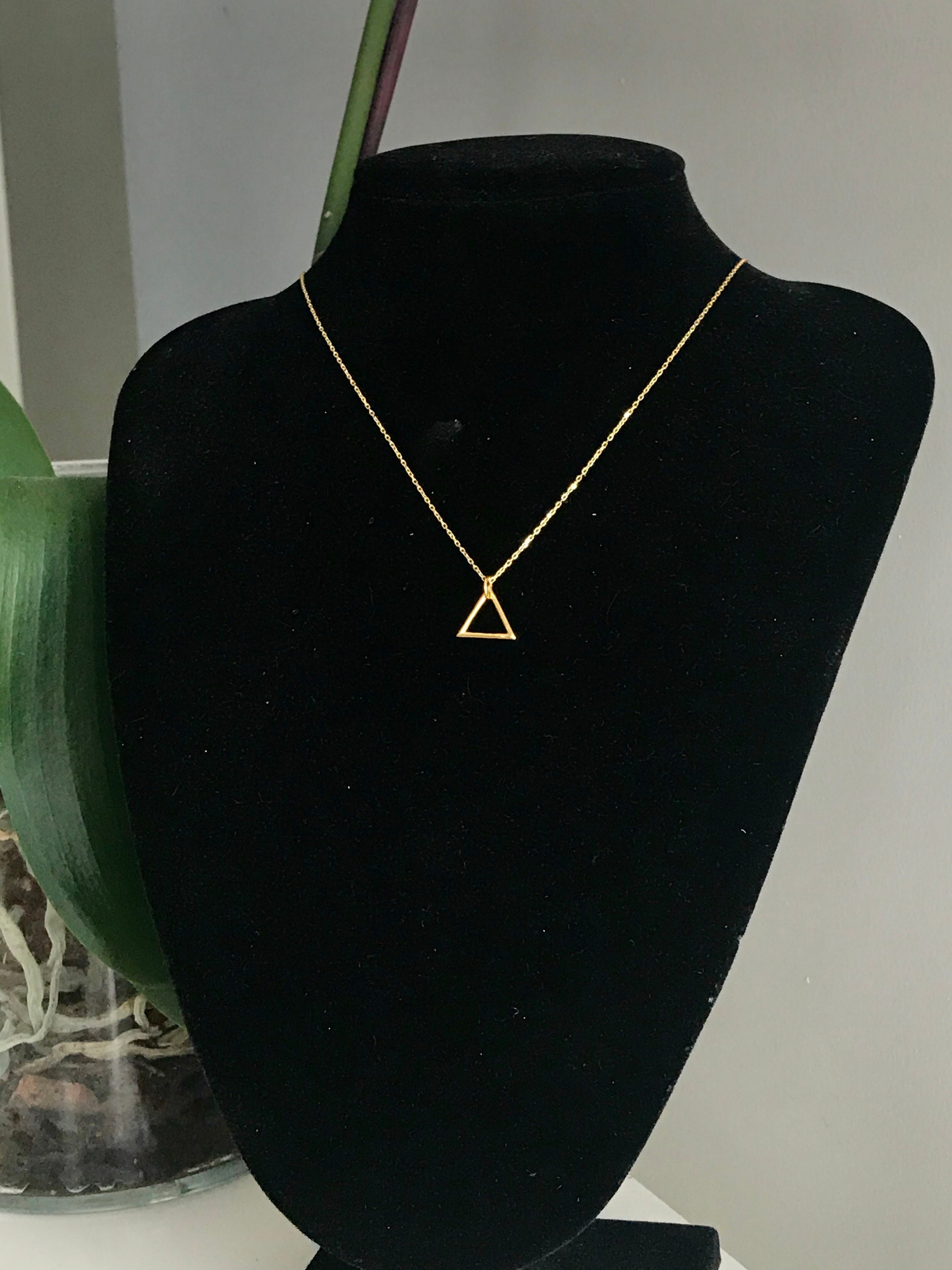 Alchemy Fire Symbol Necklace, Fire Element Triangle Necklace, 18k Gold ...