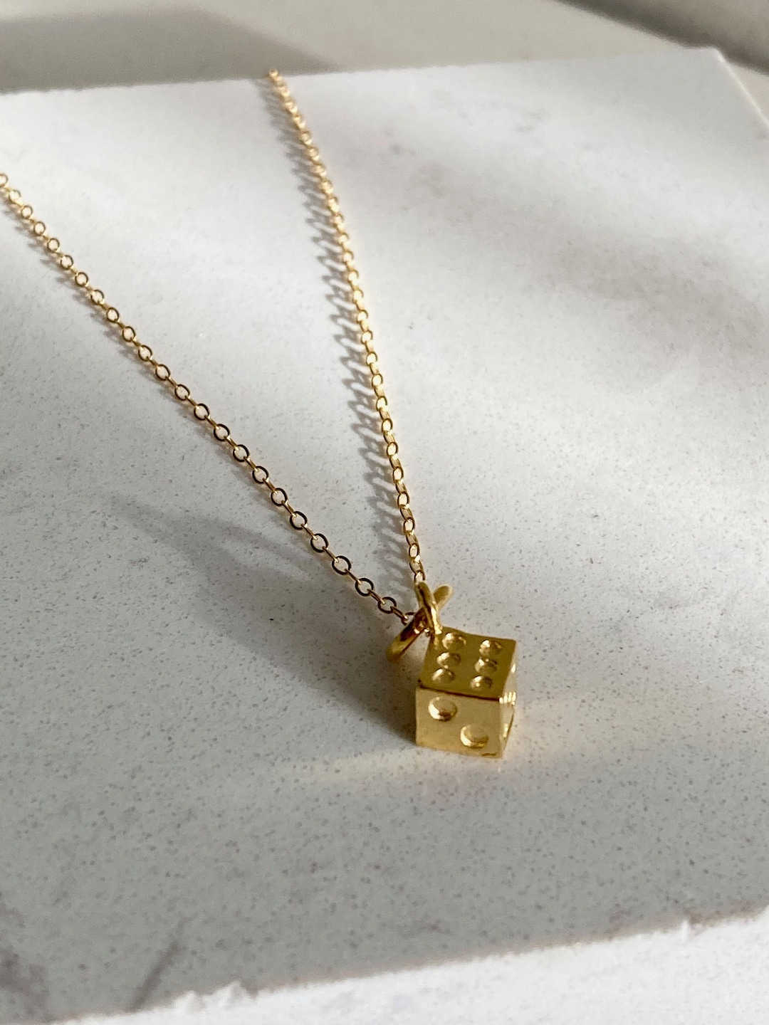 Gold Dice Charm Pendant Real, 3D Dice Charm Necklace Charm Christmas ...