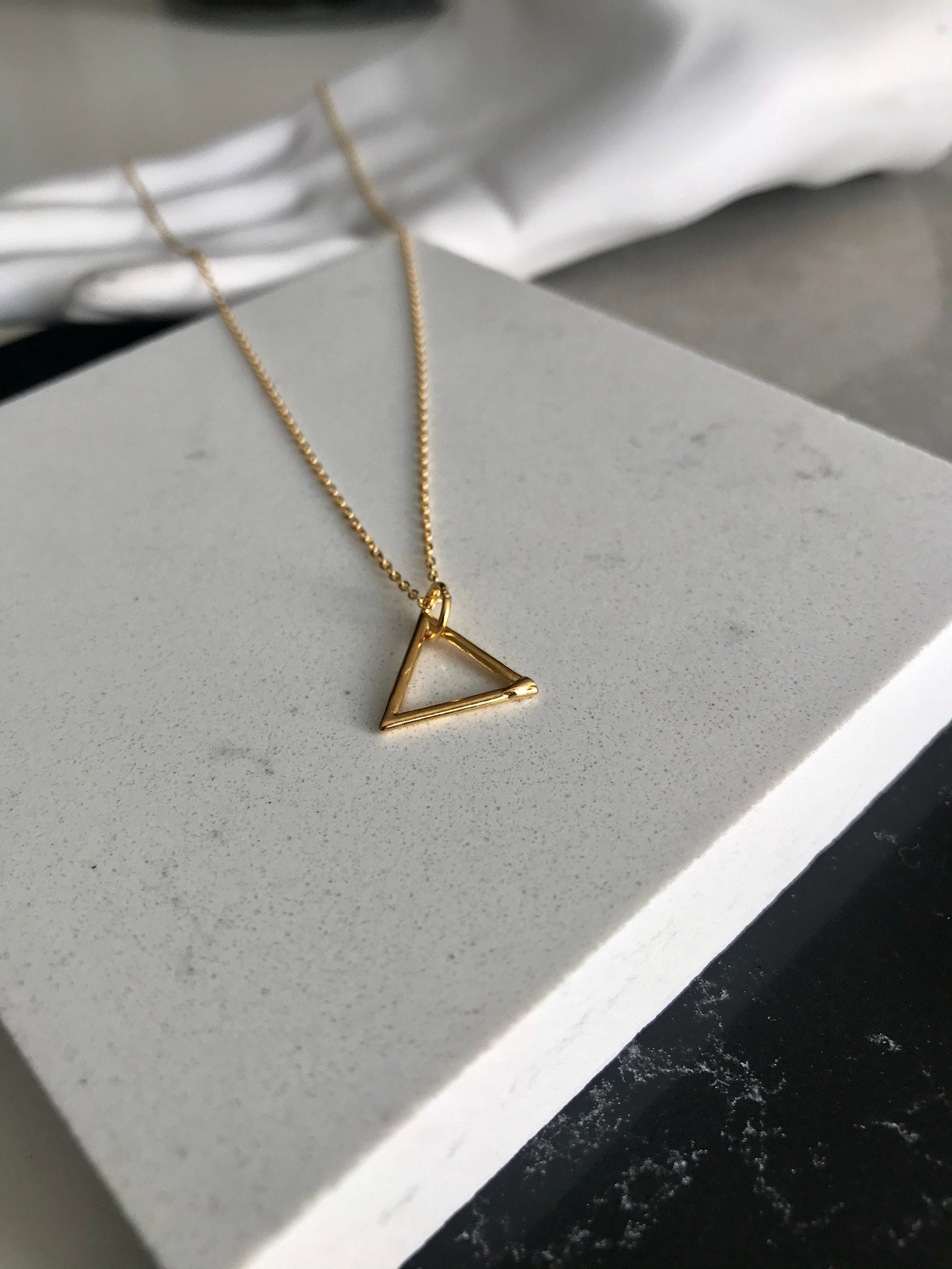 Alchemy Fire Symbol Necklace, Fire Element Triangle Necklace, 18k Gold ...