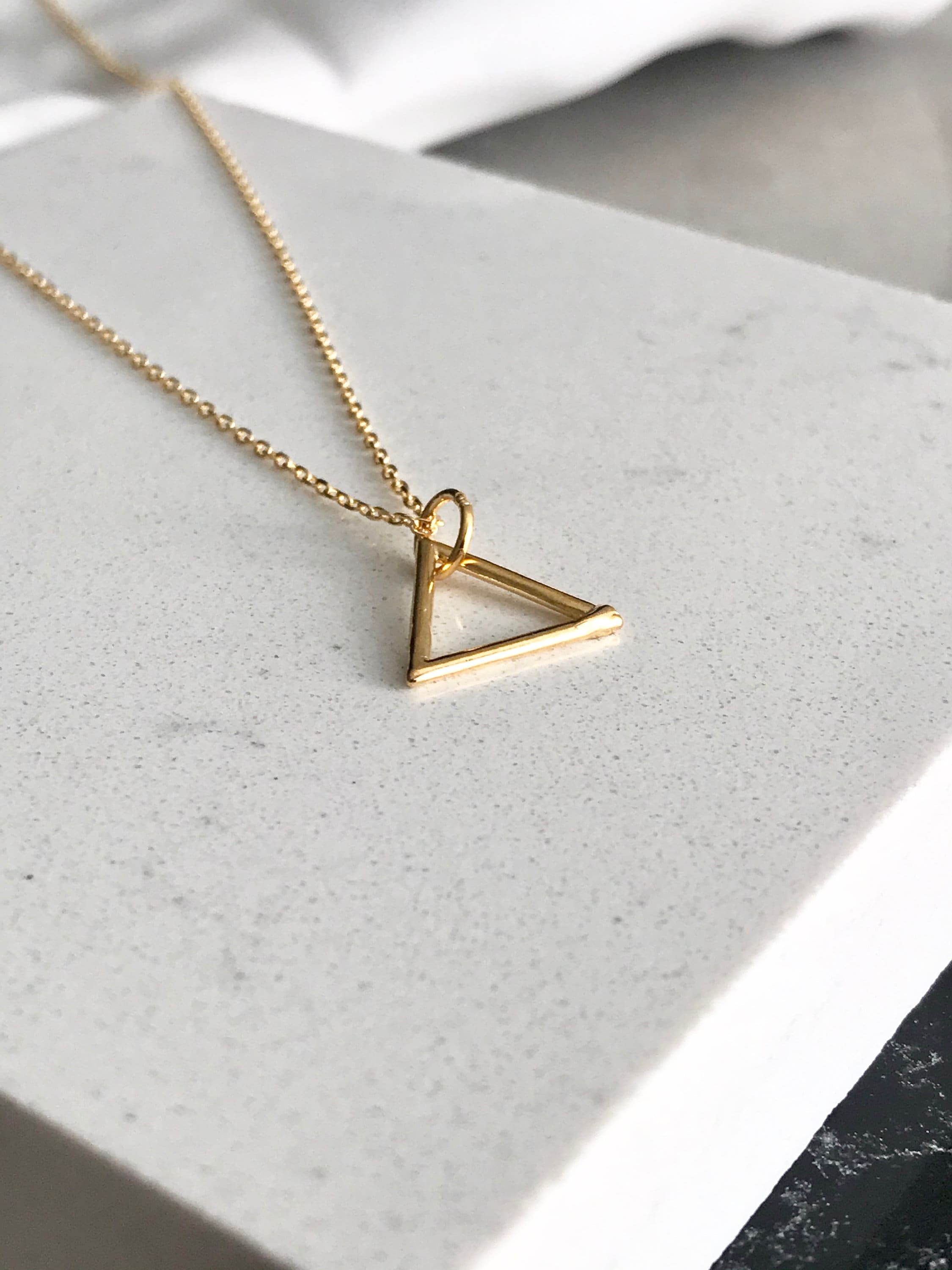 Alchemy Fire Symbol Necklace, Fire Element Triangle Necklace, 18k Gold ...