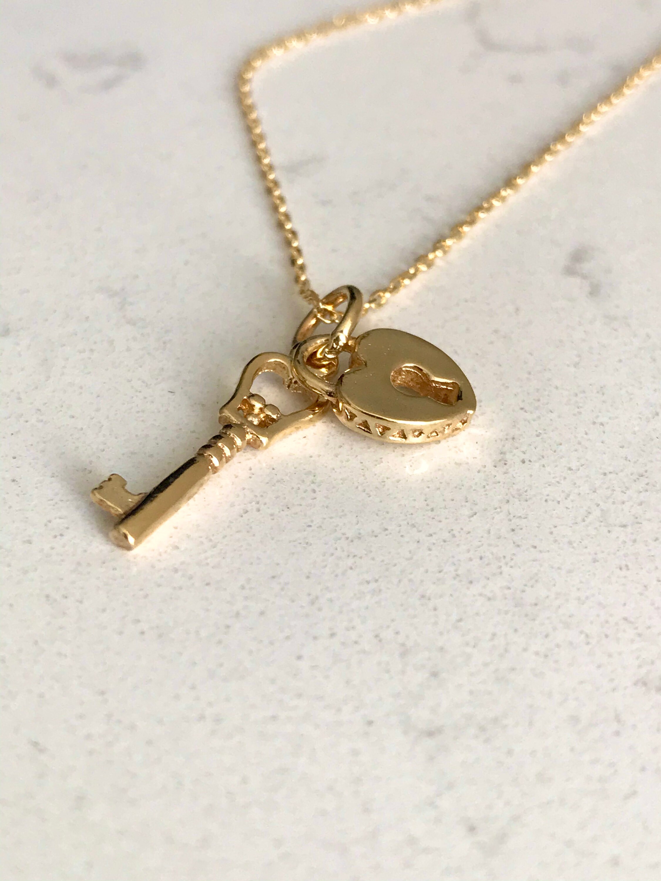 Key to My Heart Lock and Key Necklace, 18k Gold Plated Sterling Silver ...