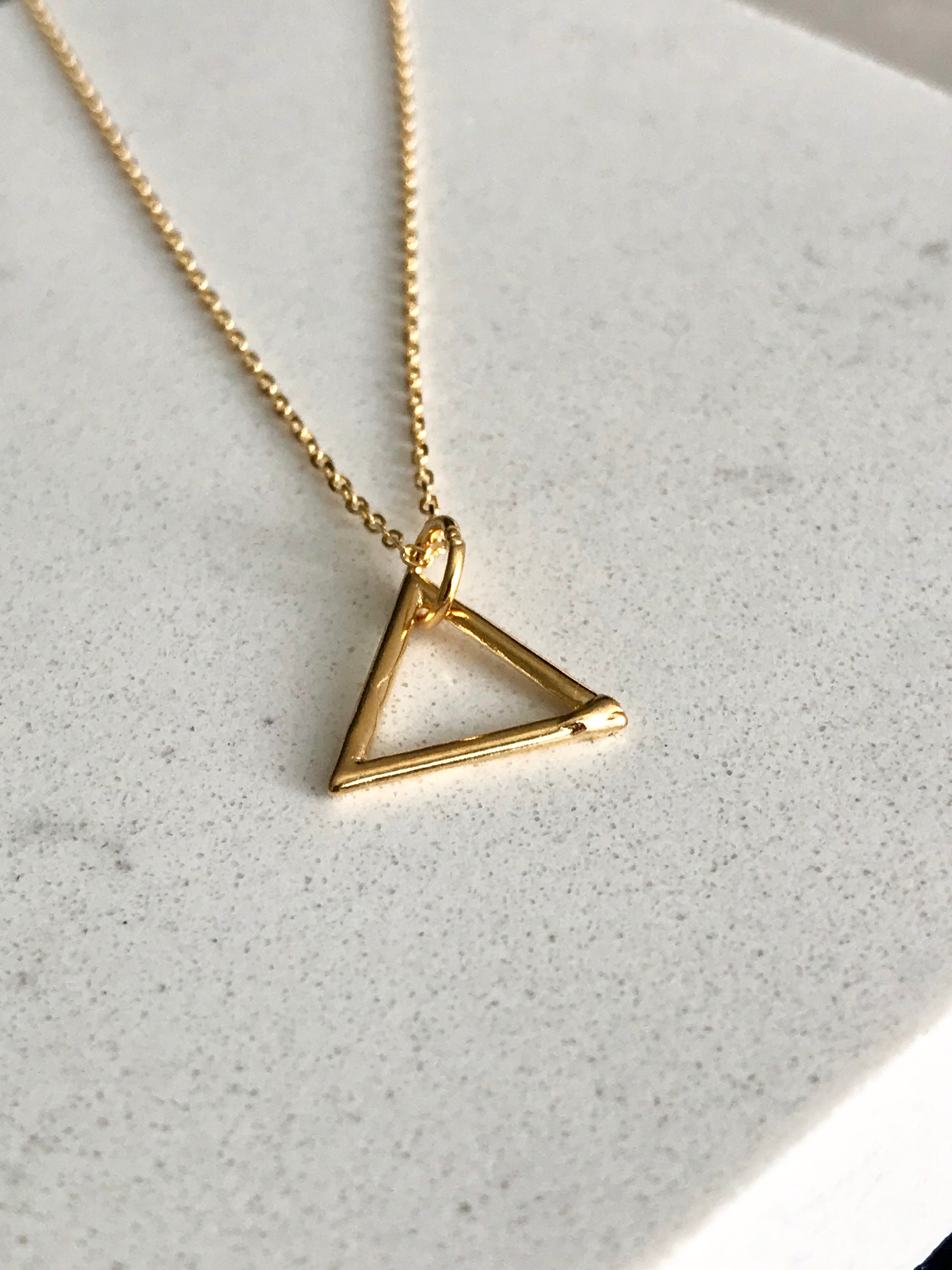 Gold Plated Sterling Silver Fire Element Necklace, Alchemy Symbol - Etsy