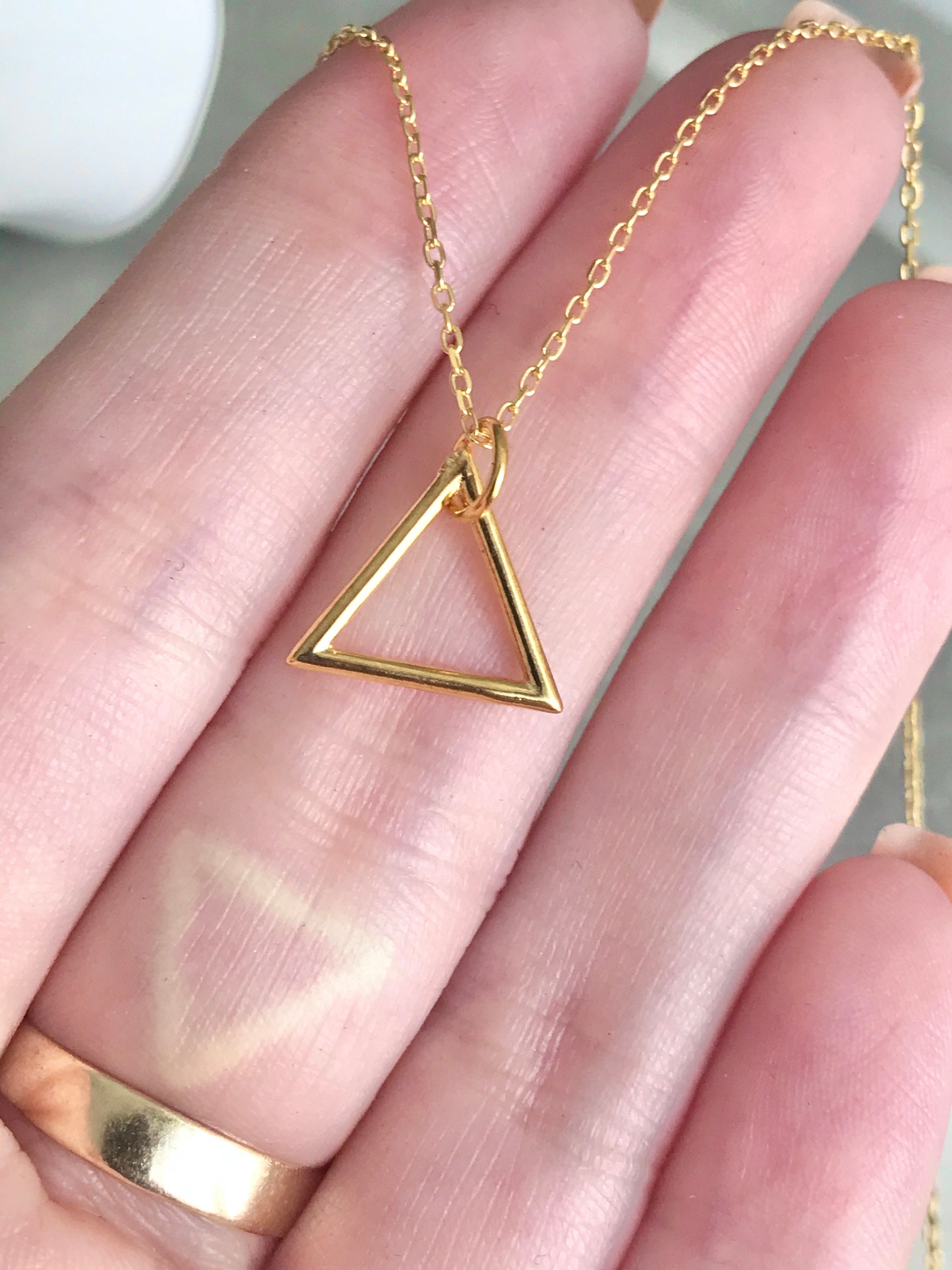 Alchemy Fire Symbol Necklace, Fire Element Triangle Necklace, 18k Gold ...