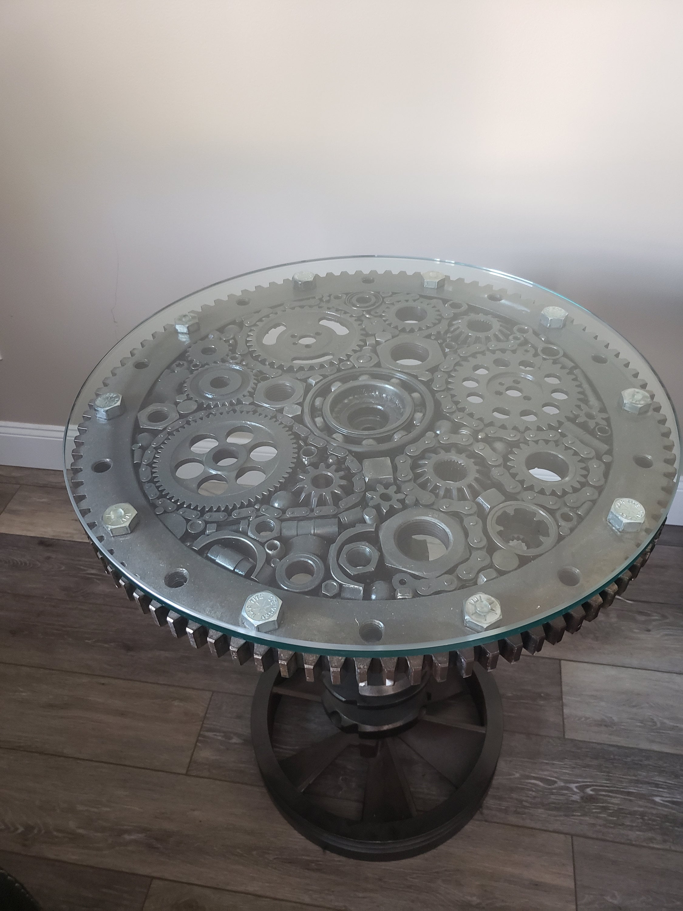 Metal Art Glass Table - Etsy
