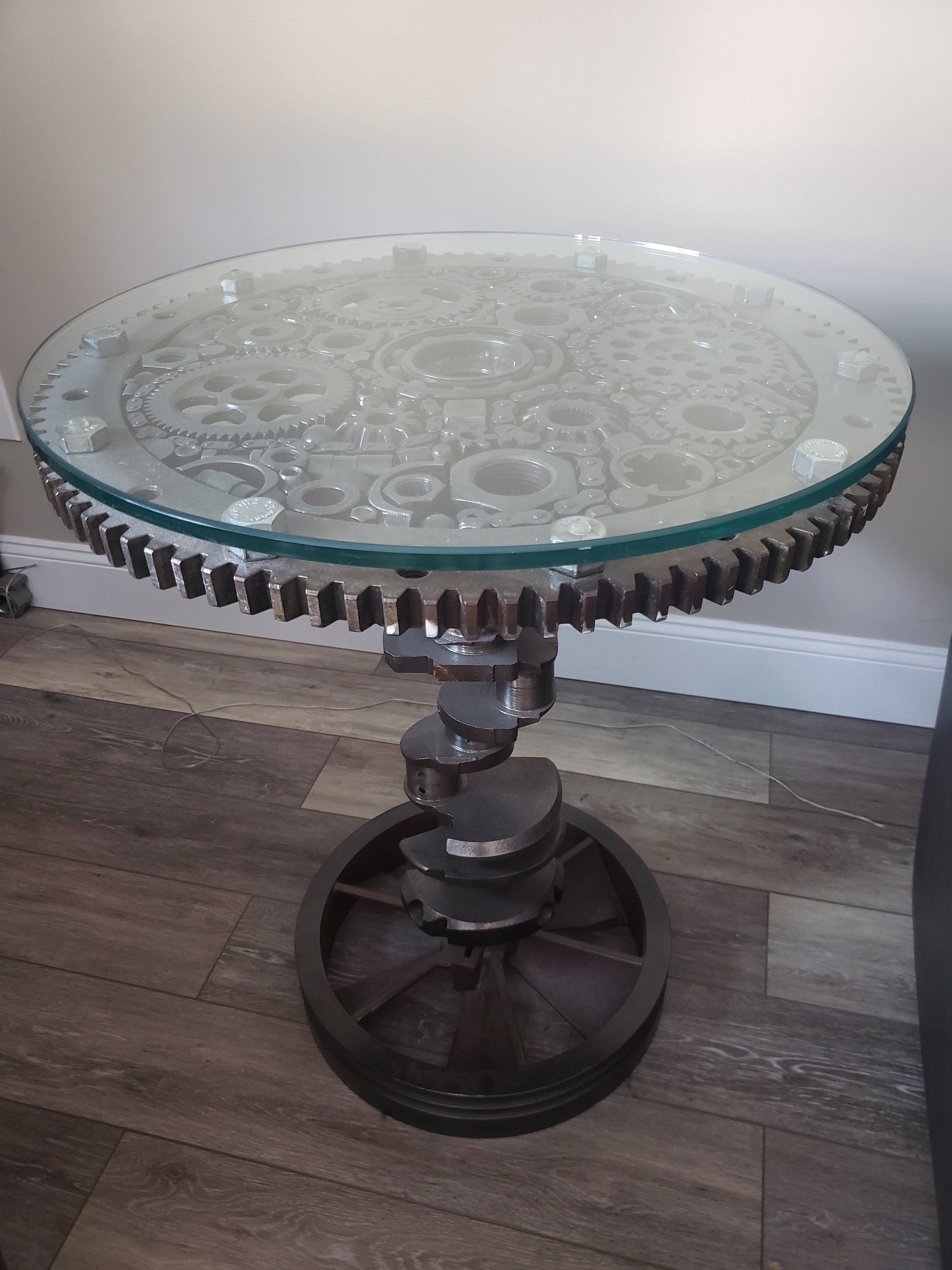 Metal Art Glass Table - Etsy