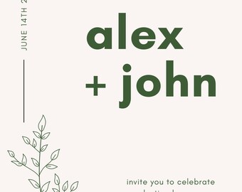 Greenery Rectangle Oval Wedding Invitation Modern Proposal Invite ...