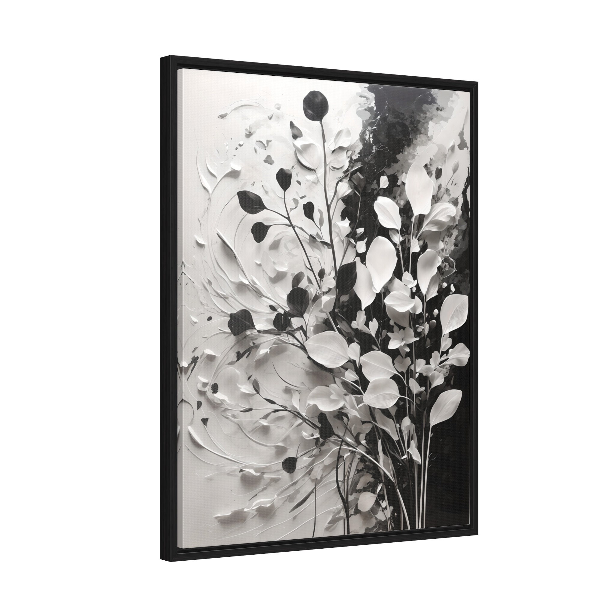 Monochromatic 3D Effect Botanical Acrylic Abstract Painting Wall Art ...