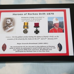 A4 Framed Medal Display Lieutenant BROMHEAD Hero Rorke's Drift War Zulu ...