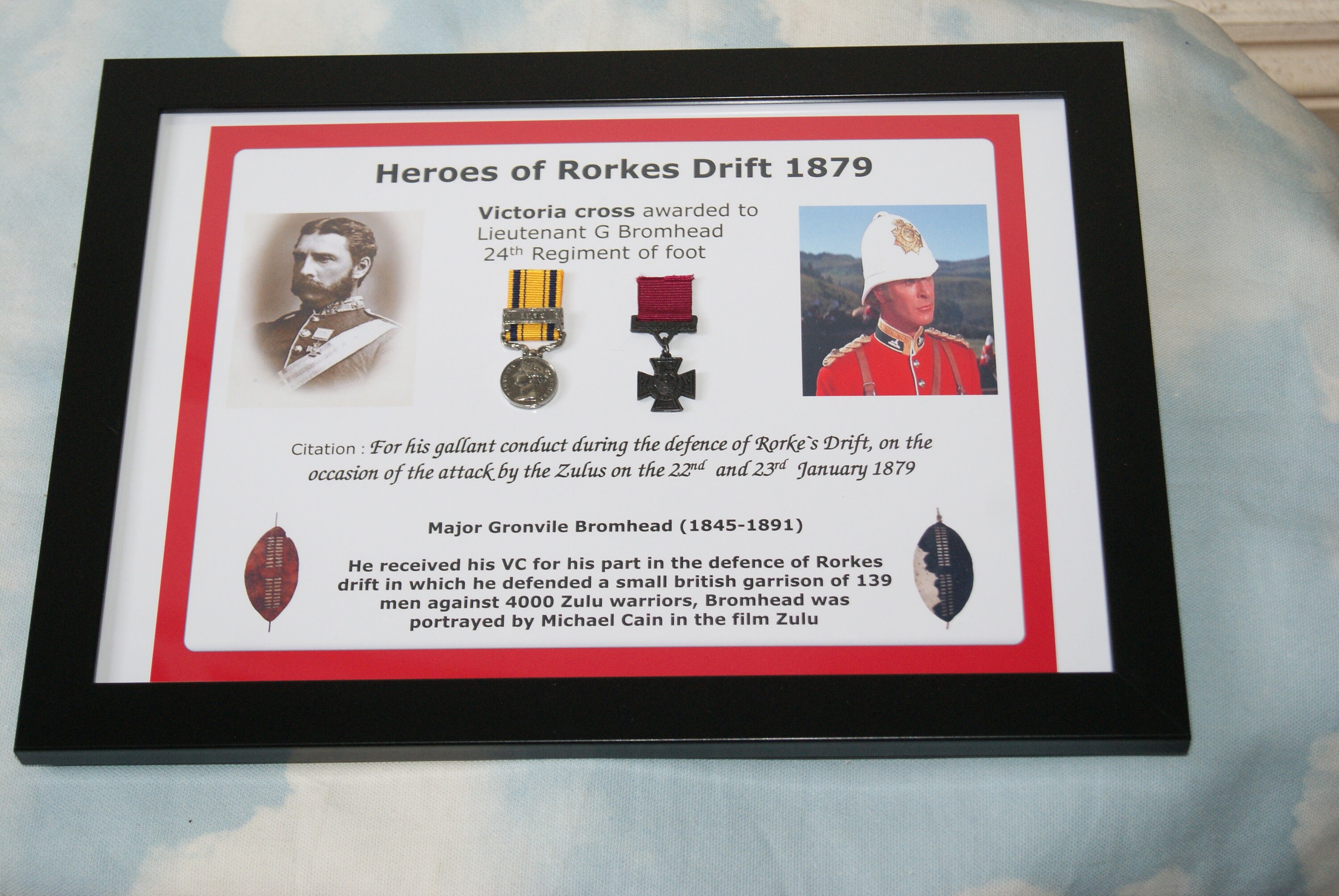 A4 Framed Medal Display Lieutenant BROMHEAD Hero Rorke's Drift War Zulu ...