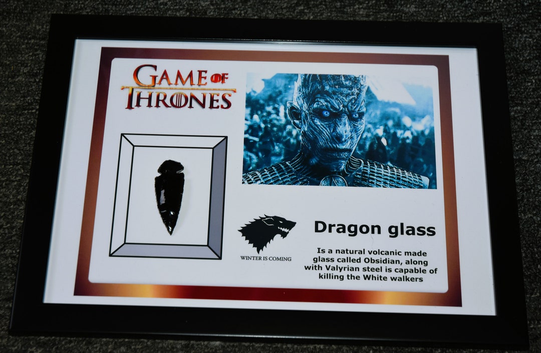 Game of Thrones Real DRAGON GLASS Framed Arrow Presentation Display GOT ...