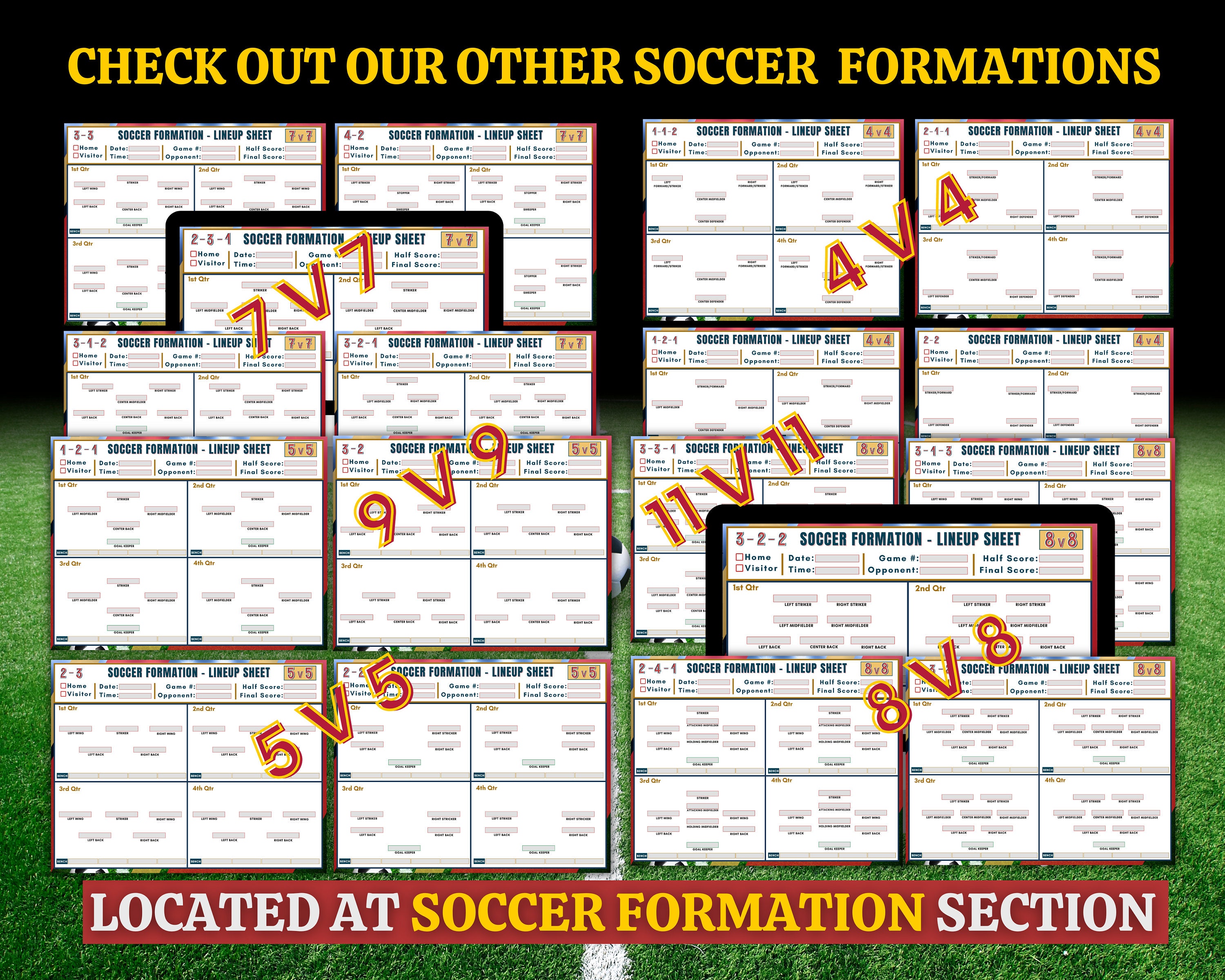 5v5 Soccer Formation Lineup Sheet, Soccer Season, Soccer Planner ...