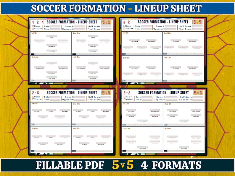 5v5 Soccer Formation Lineup Sheet, Soccer Season, Soccer Planner ...