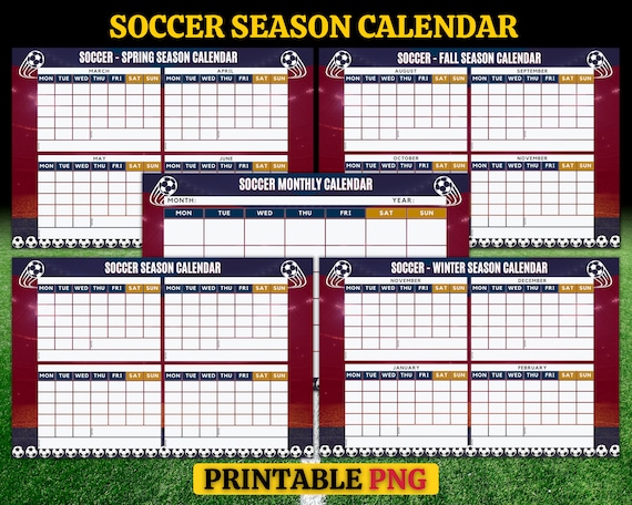 Soccer Season Calendar Soccer Printable Soccer Season - Etsy