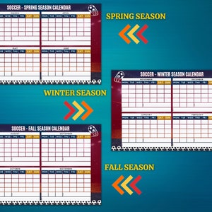 Soccer Season Calendar, Soccer Printable, Soccer Season Planner, Soccer ...