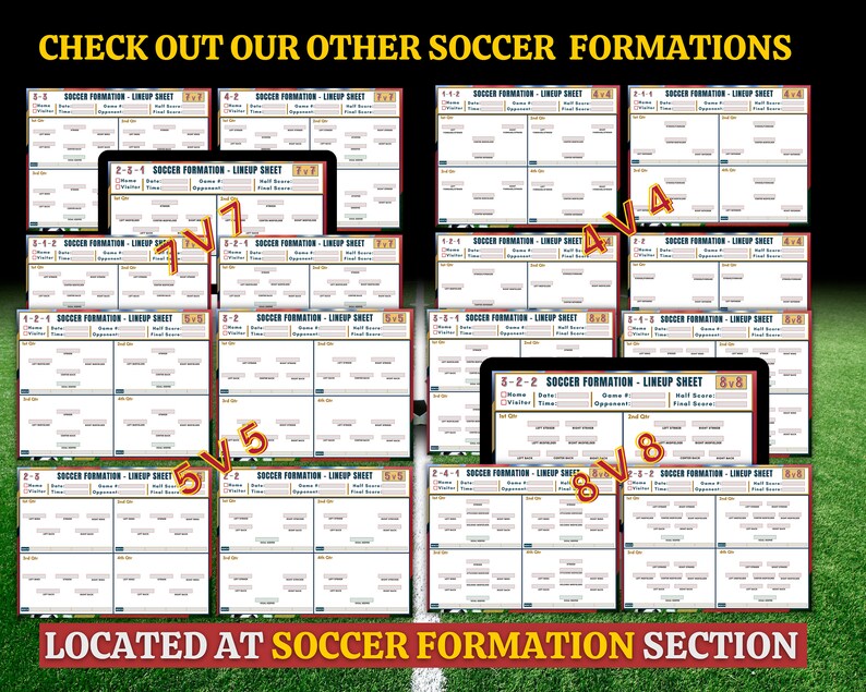 7v7 Soccer Formation Lineup Sheet Editable PDF Soccer - Etsy