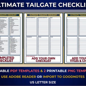 Ultimate Tailgate Checklist Printable Football Tailgate - Etsy