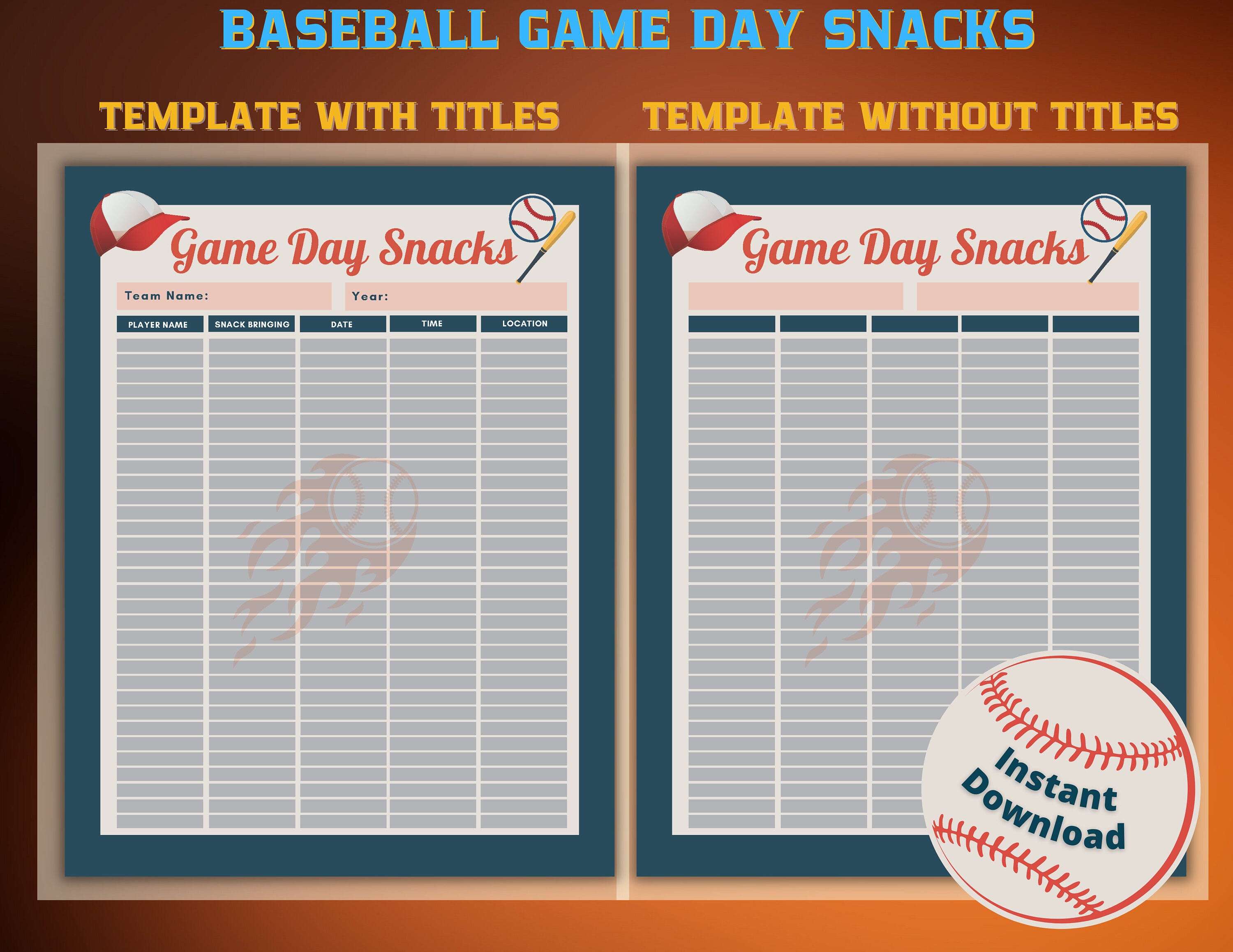 Editable Game Day Snacks Baseball & Softball Snack Template - Etsy