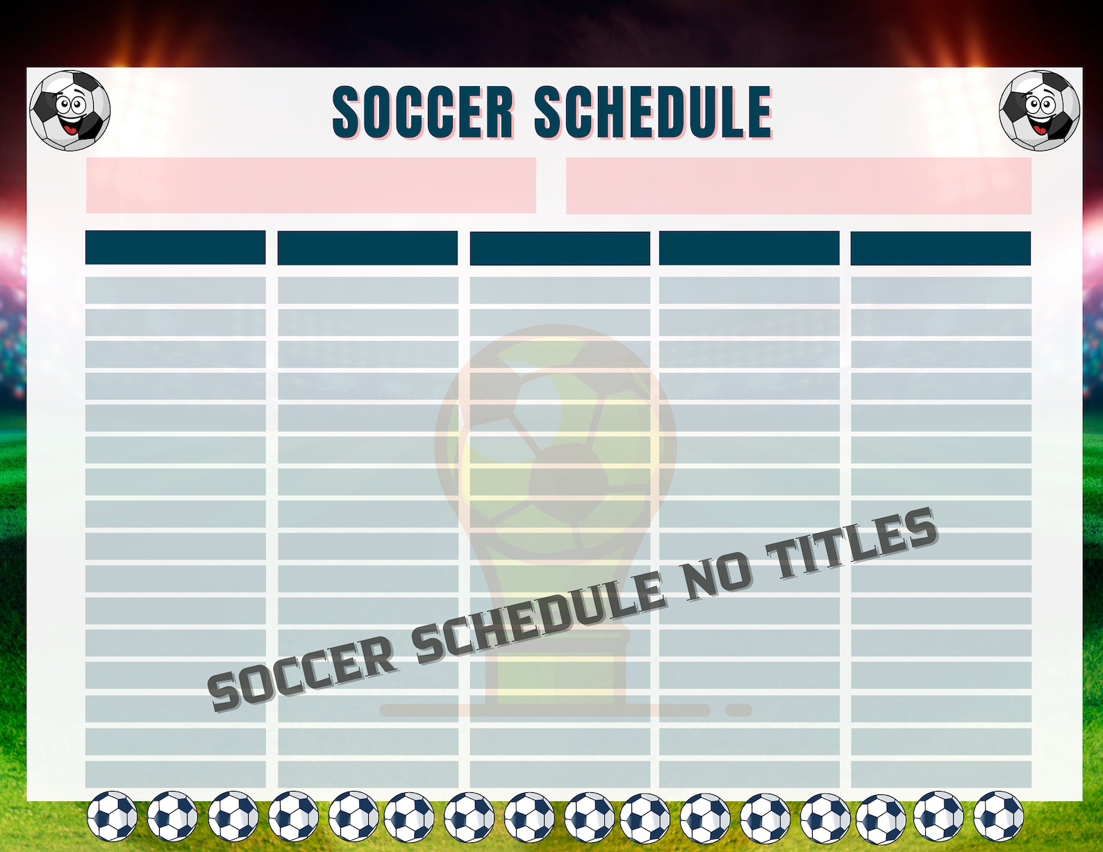 Soccer Schedule Template, Printable and Fillable Soccer Practice ...