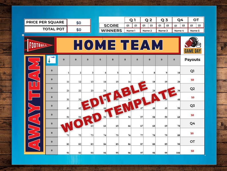 Football Squares, 100 Squares, the Big Game, Super Squares 2025 ...