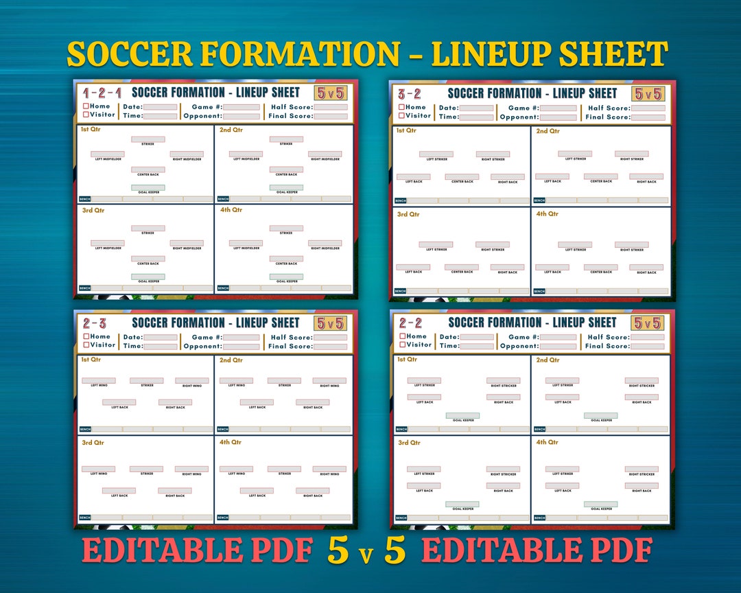 5v5 Soccer Formation Lineup Sheet Soccer Season Soccer - Etsy Israel