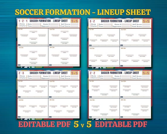 5v5 Soccer Formation Lineup Sheet Soccer Season Soccer - Etsy