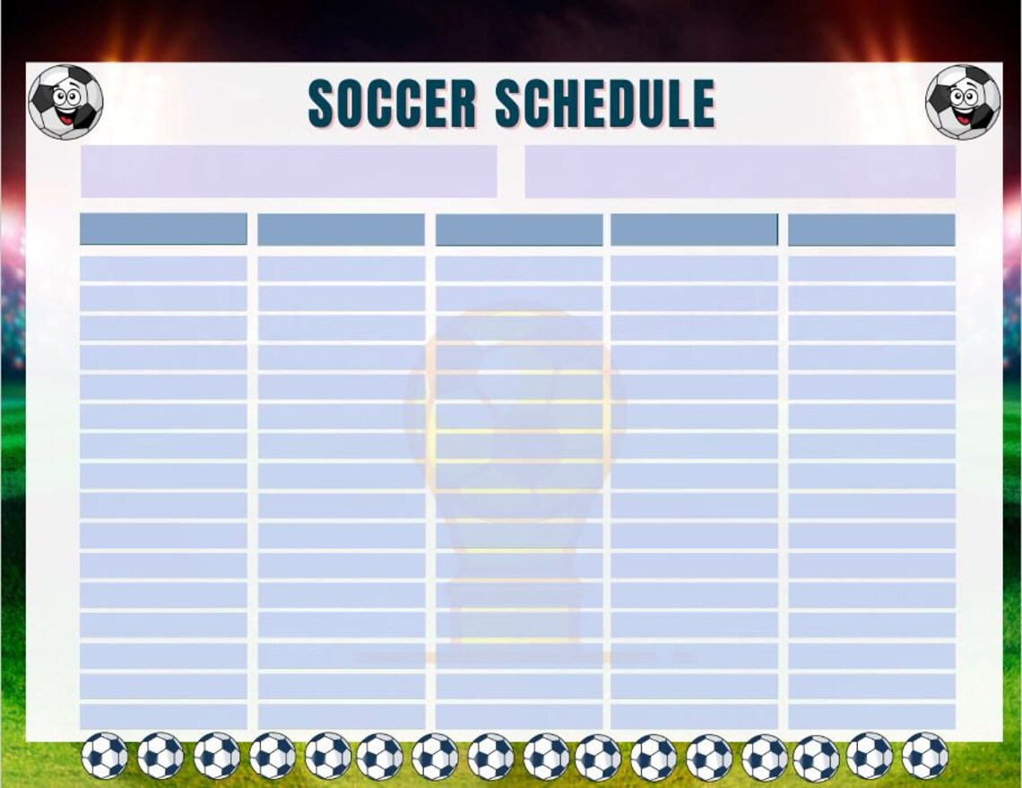 Soccer Schedule Template Printable and Fillable Soccer - Etsy Canada