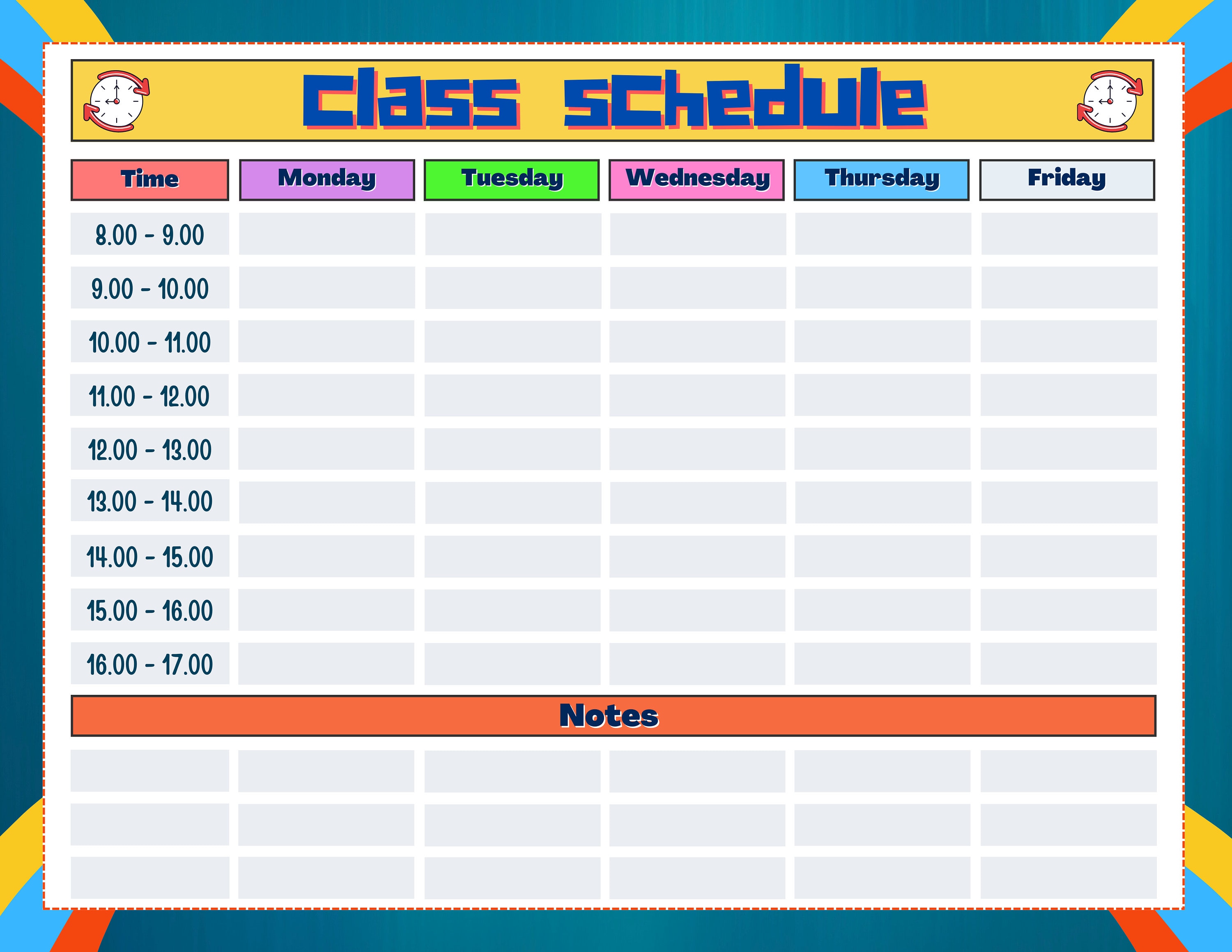Class Schedule Printable , Classroom Management, Class Schedule ...