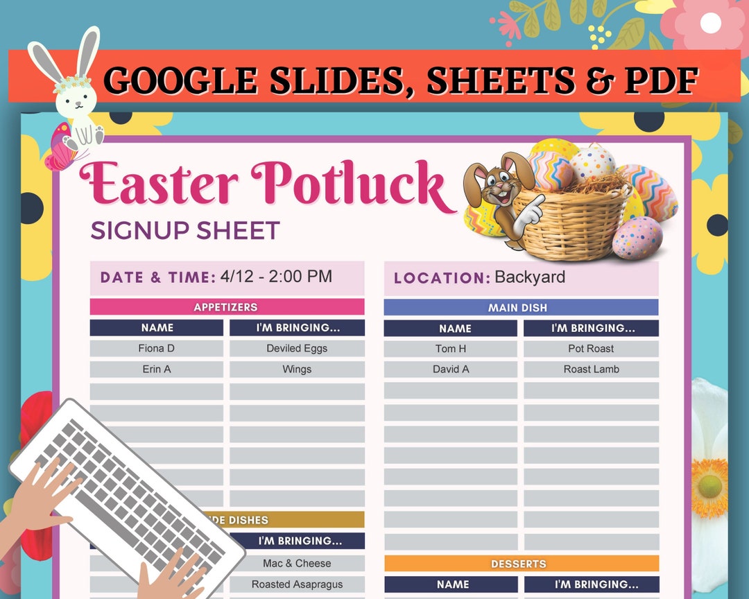 Easter Potluck Sign up Sheet Google Slides Editable - Etsy
